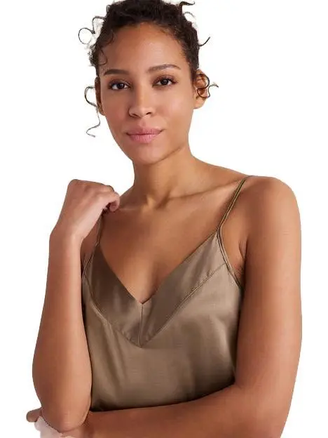 HAVEN WELL WITHIN Washable Silk Double V Sleep Cami - Sugar Chestnut