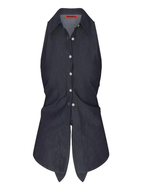 SIMONMILLER Sleeveless Chambray Button-up Shirt - Indigo