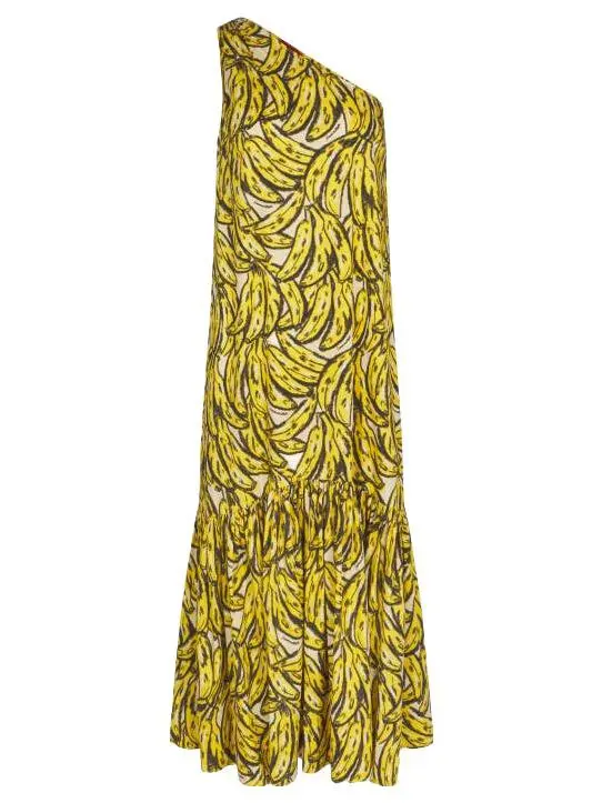 SIMONMILLER One Shoulder Banana Print Maxi Dress - Yellow Bananas
