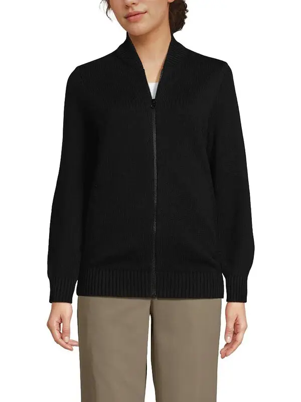 LANDS' END Adult Legacy Full Zip Cardigan - Black