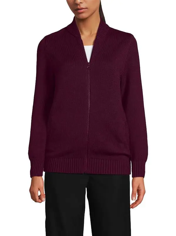 LANDS' END Adult Legacy Full Zip Cardigan - Burgundy