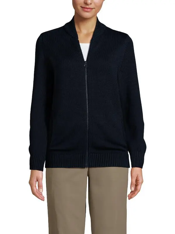 LANDS' END Adult Legacy Full Zip Cardigan - Classic Navy