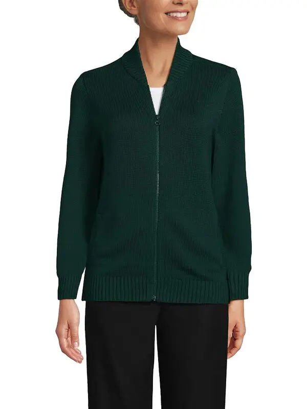 LANDS' END Adult Legacy Full Zip Cardigan - Evergreen