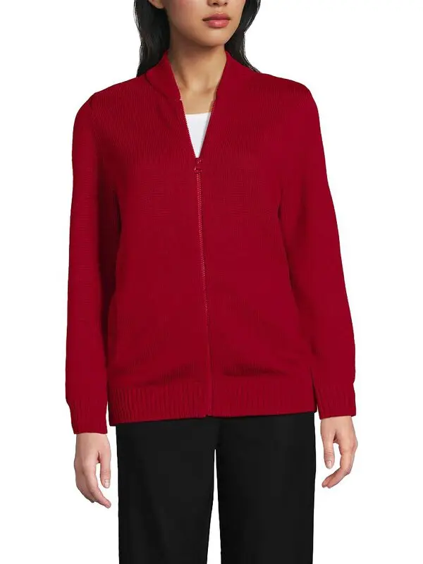 LANDS' END Adult Legacy Full Zip Cardigan - Red