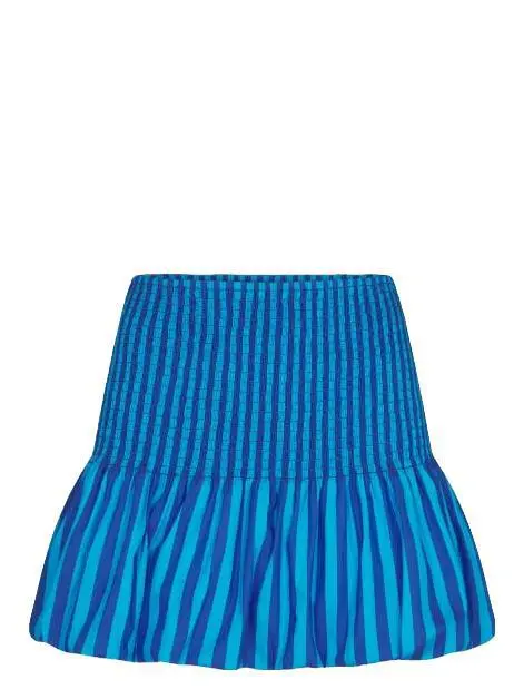 SIMONMILLER Sancho Poplin Bubble Mini Skirt - Tonal Blue Stripe