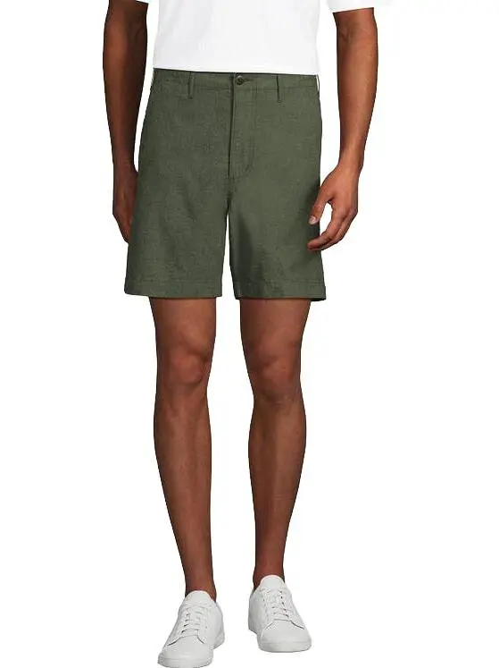 LANDS' END Classic Fit Linen Blend Shorts - Pale Elm Tree