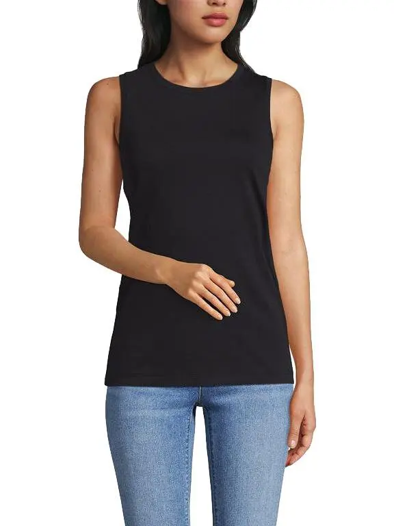 LANDS' END Supima Cotton Tank Top - Black