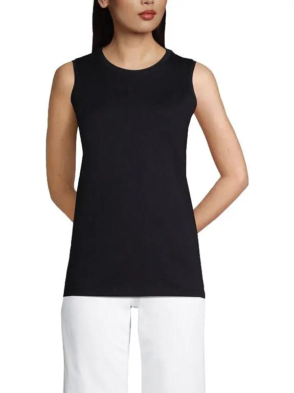 LANDS' END Supima Cotton Tank Top - Black