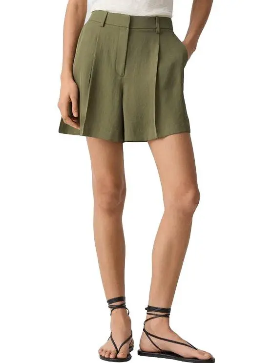 Theory Pleated Shorts - Forest Moss