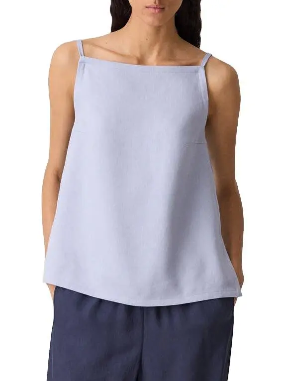 Theory Linen Blend Square Neck Tank - Cornflower