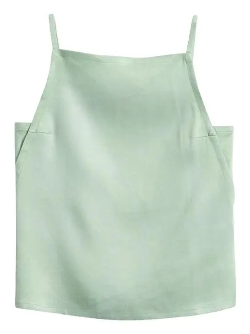 Theory Linen Blend Square Neck Tank - Delicate Green