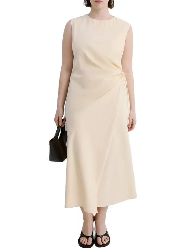 Mango Sleeveless Wrap Midi Dress - Vanilla