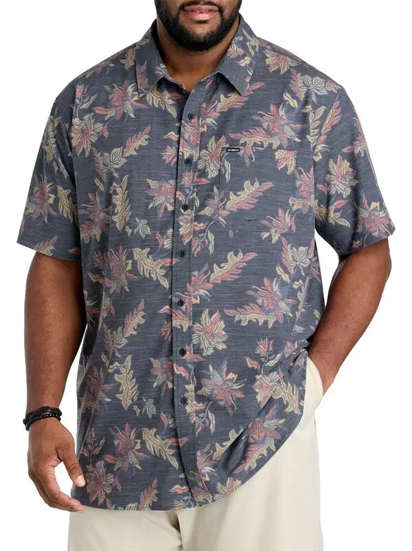 O'Neill Big & Tall Printed Performance Sport Shirt - Black