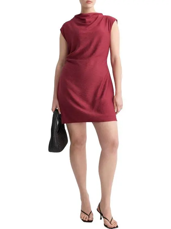 Mango Asymmetrical Gathered Mini Dress - Maroon