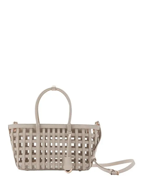 Mango Braided Faux Top Handle Bag - Off White