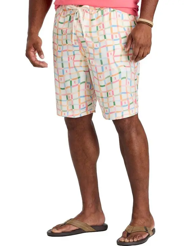 Psycho Bunny Big & Tall Atlas All Over Patterned Swim Trunks - Pristine