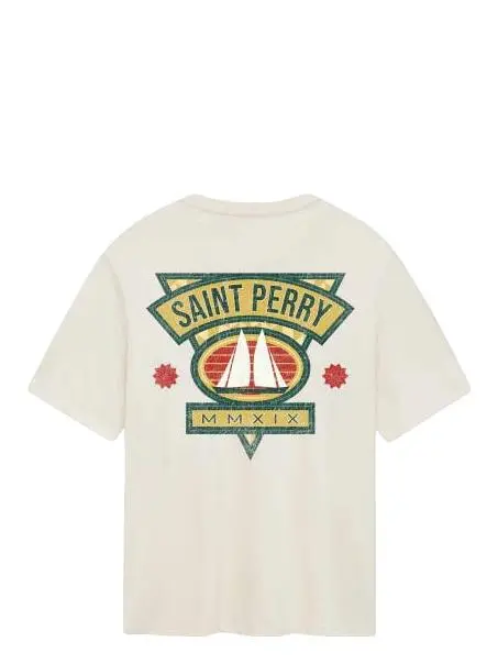 SAINT PERRY Mmxix Printed Cotton T-shirt - Vtg White