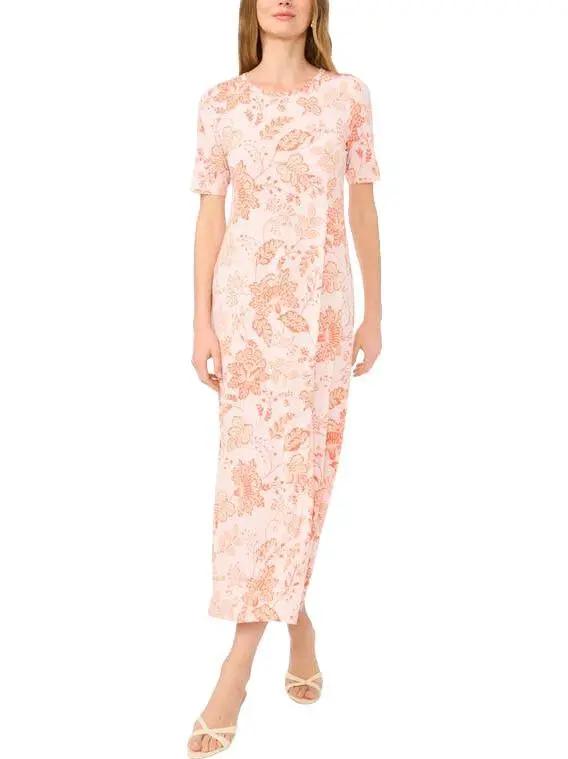 Vince Camuto Printed Maxi Dress With Keyhole Detail - Sand Drift