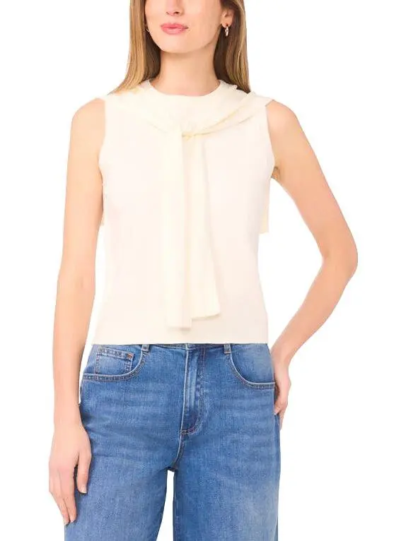 Vince Camuto Tie Neck Sleeveless Sweater - New Ivory