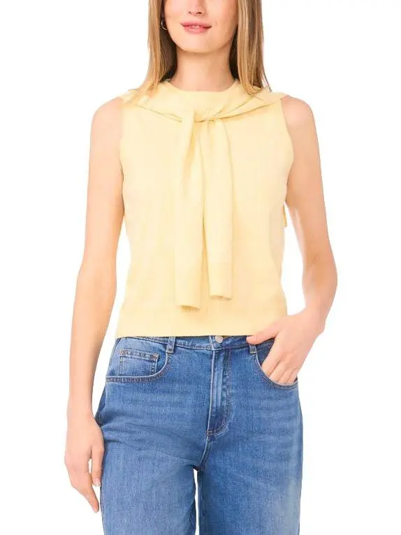 Vince Camuto Tie Neck Sleeveless Sweater - Soft Yellow