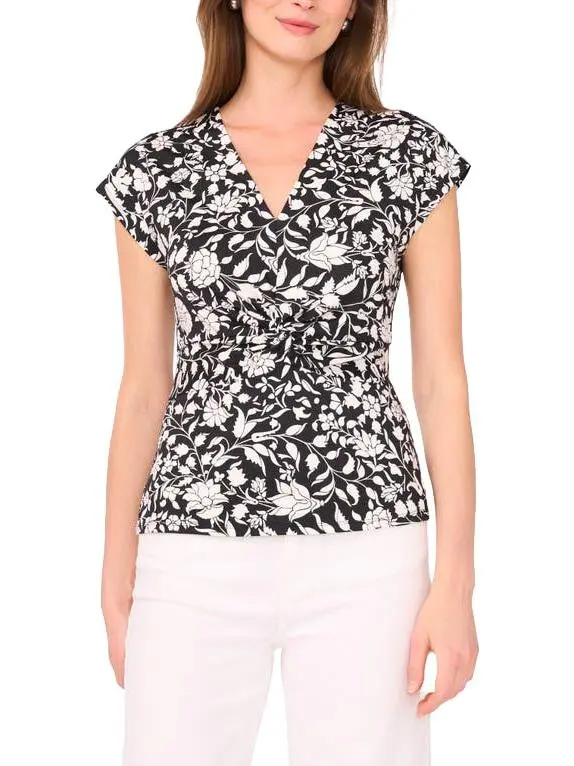 Vince Camuto Twist Knit Top With Dolman Sleeves - Rich Black