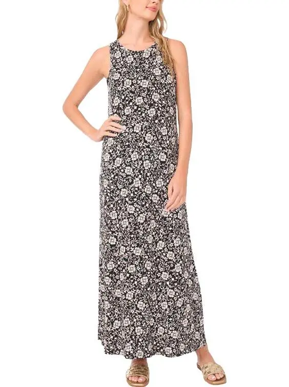Vince Camuto Sleeveless Floral Print Maxi Dress - Rich Black