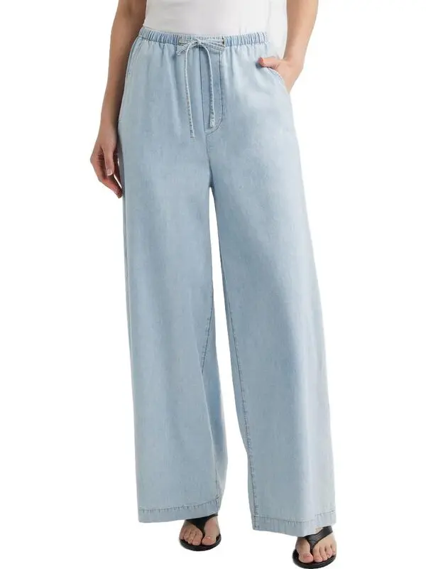 FRAME The Offshore Wide Leg Drawstring Pants - Seashade