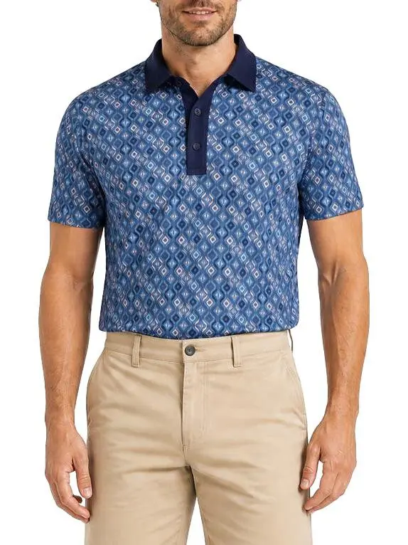 Ben Sherman Jacquard Effect Tech Jersey Golf Polo - Blue