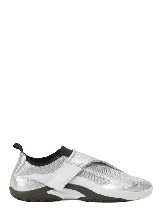 LANVIN Lnv1 Sneakers In Crinkled Metallic Leather - Black/silver
