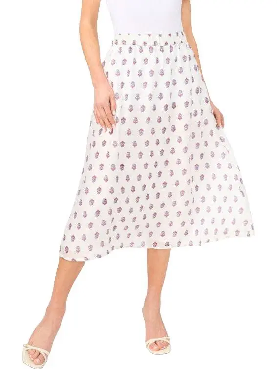 Halogen Printed A-line Midi Skirt - Calypso Coral