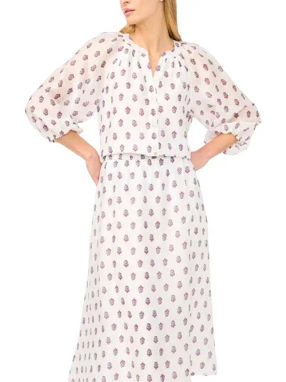 Halogen Floral Print Raglan Sleeve Button-up Shirt - Calypso Coral