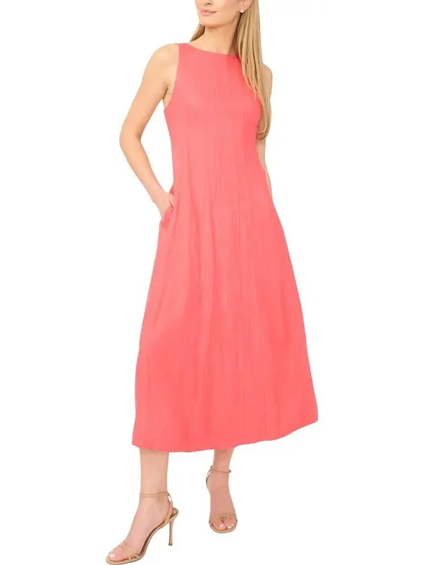 Halogen High Neck Princess Seam Dress With Pockets - Calypso Coral