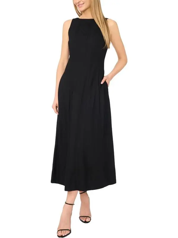 Halogen High Neck Princess Seam Dress With Pockets - Rich Black