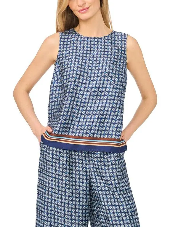 Halogen Geo Print Sleeveless Shell - Classic Navy