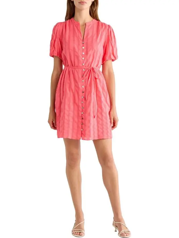 Halogen Balloon Sleeve Shirtdress - Calypso Coral
