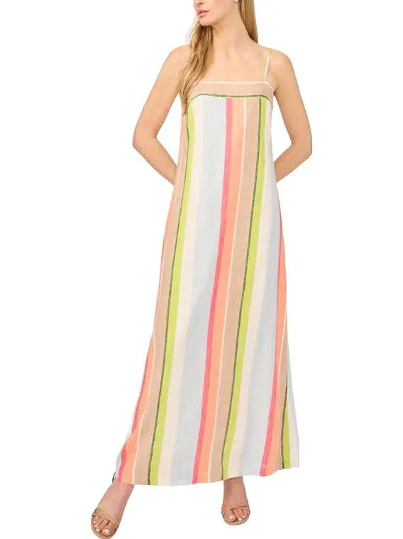 Halogen Vertical Stripe Maxi Dress - Calypso Coral