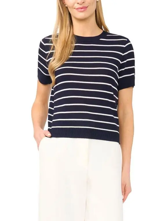 Halogen Striped Crewneck Sweater - Classic Navy