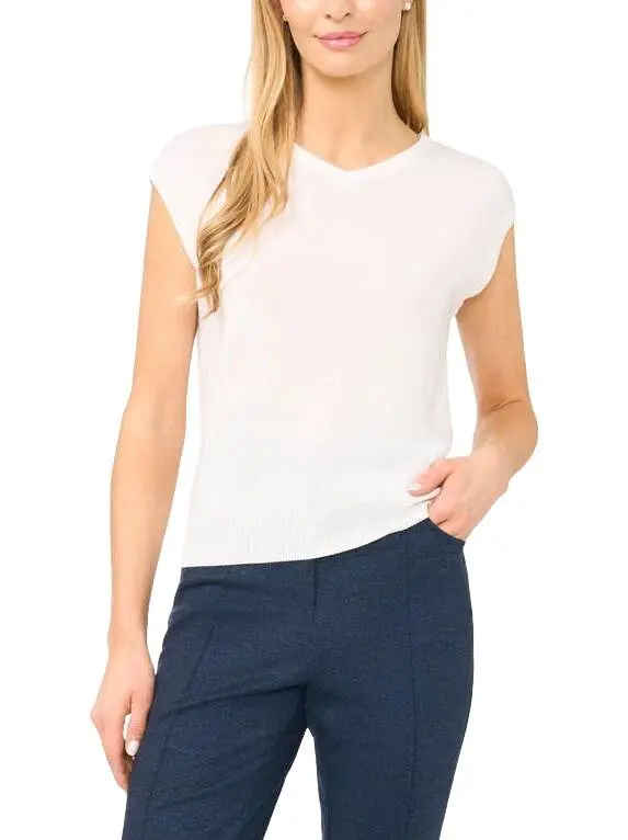 Halogen V-neck Cap Sleeve Sweater Vest - Bright White