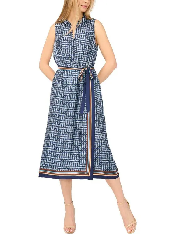Halogen Sleeveless Wrap Skirt Shirtdress - Classic Navy