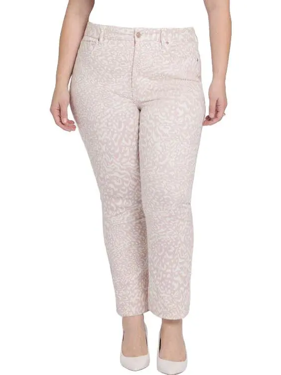 NYDJ Billie Printed High Waist Mini Bootcut Jeans - Snow Leopard