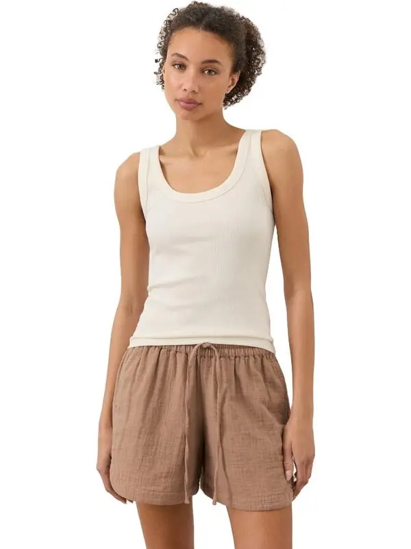 PACT Perfect Rib Scoop Neck Tank - Cream