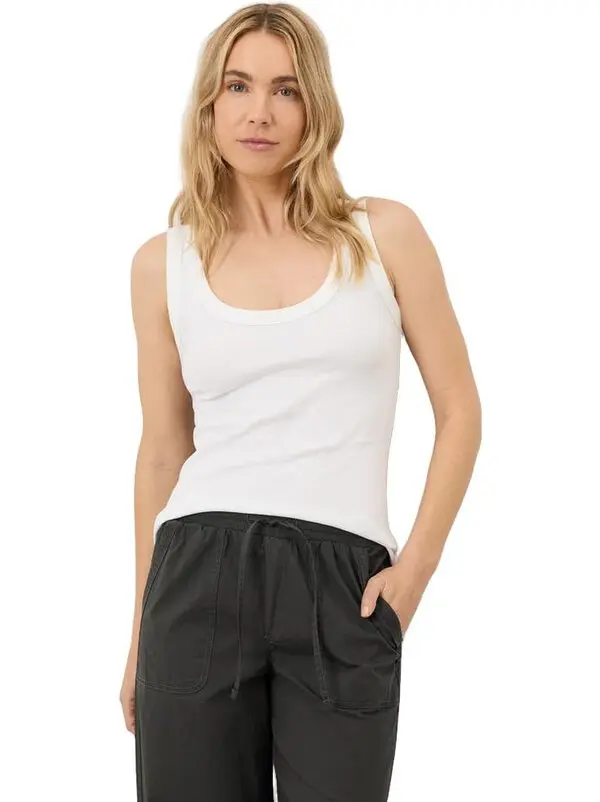 PACT Perfect Rib Scoop Neck Tank - White
