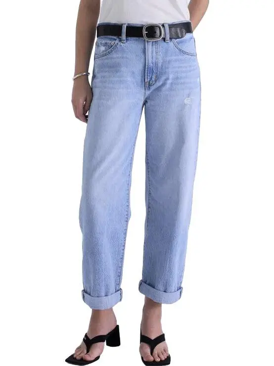 PISTOLA Donny Cuffed High Waist Boyfriend Jeans - Old Blues