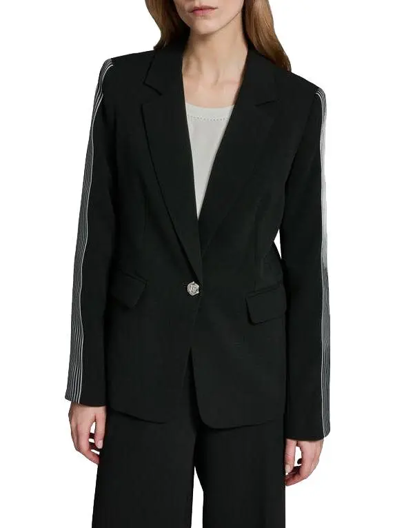 Karl Lagerfeld Paris Side Stripe One-button Blazer - Black