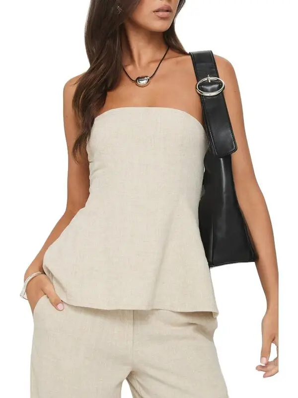 Princess Polly Esidora Strapless Peplum Top - Natural