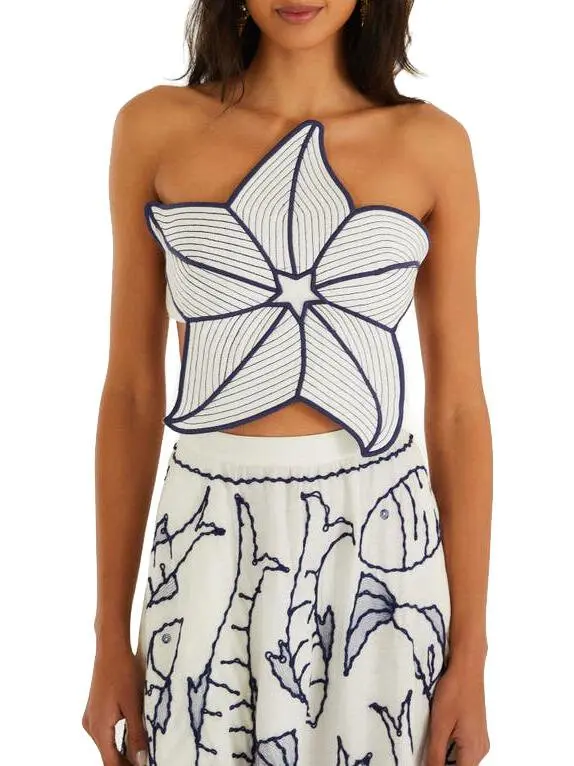 Farm Rio Coast Stars Strapless Top - Off-white