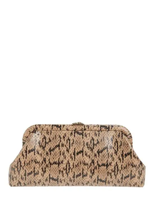 JIMMY CHOO Skylar Snake Embossed Clutch - Chai/light Gold