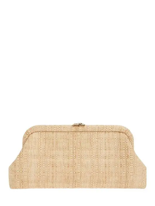 JIMMY CHOO Skylar Raffia Clutch With Gold Tone Clasp - Natural/light Gold