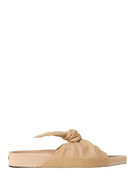 LANVIN Cocoon Flat Leather Mules With Bow Detail - Beige