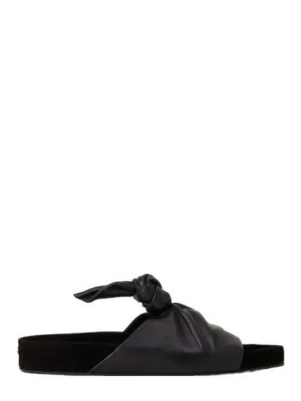 LANVIN Cocoon Flat Leather Mule With Bow Detailing - Black